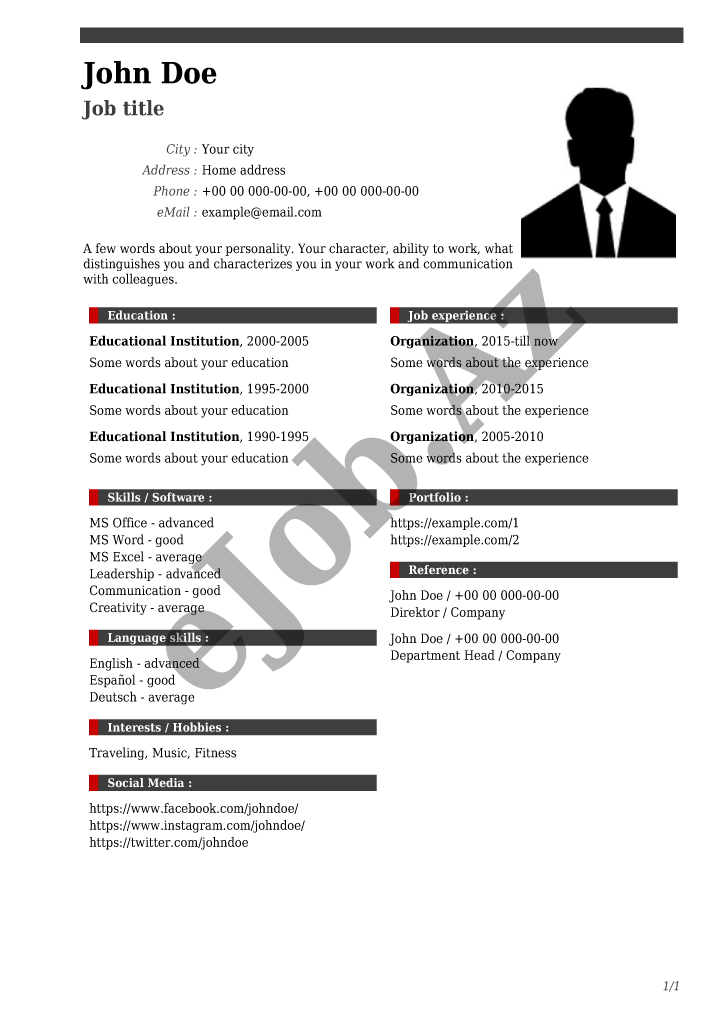 CV hazırlama. Pulsuz