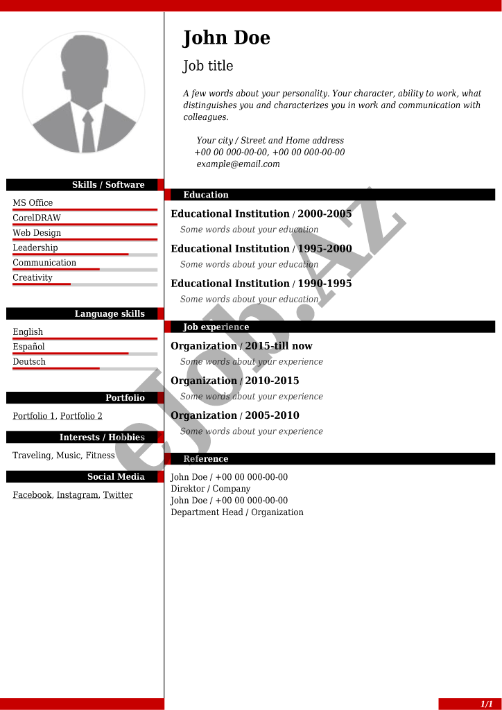 CV formaları, 60 pulsuz nümunə