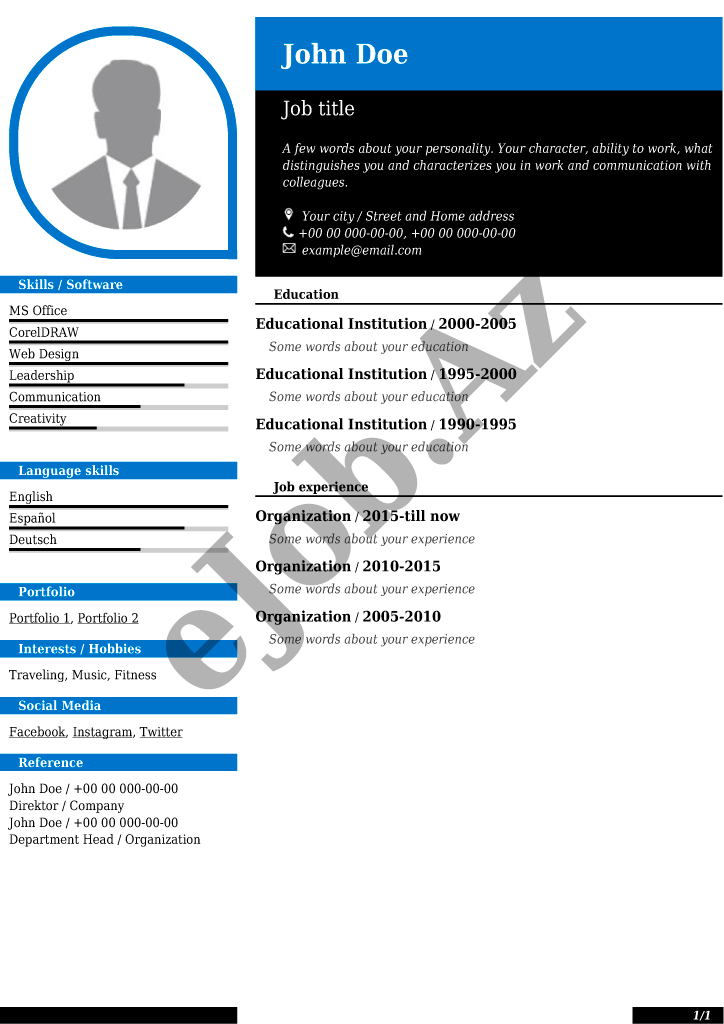 CV formaları, 60 pulsuz nümunə