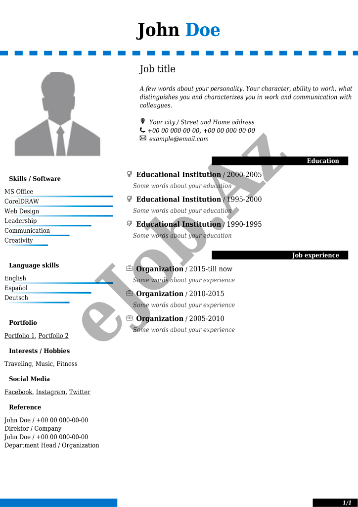 CV formaları, 60 pulsuz nümunə