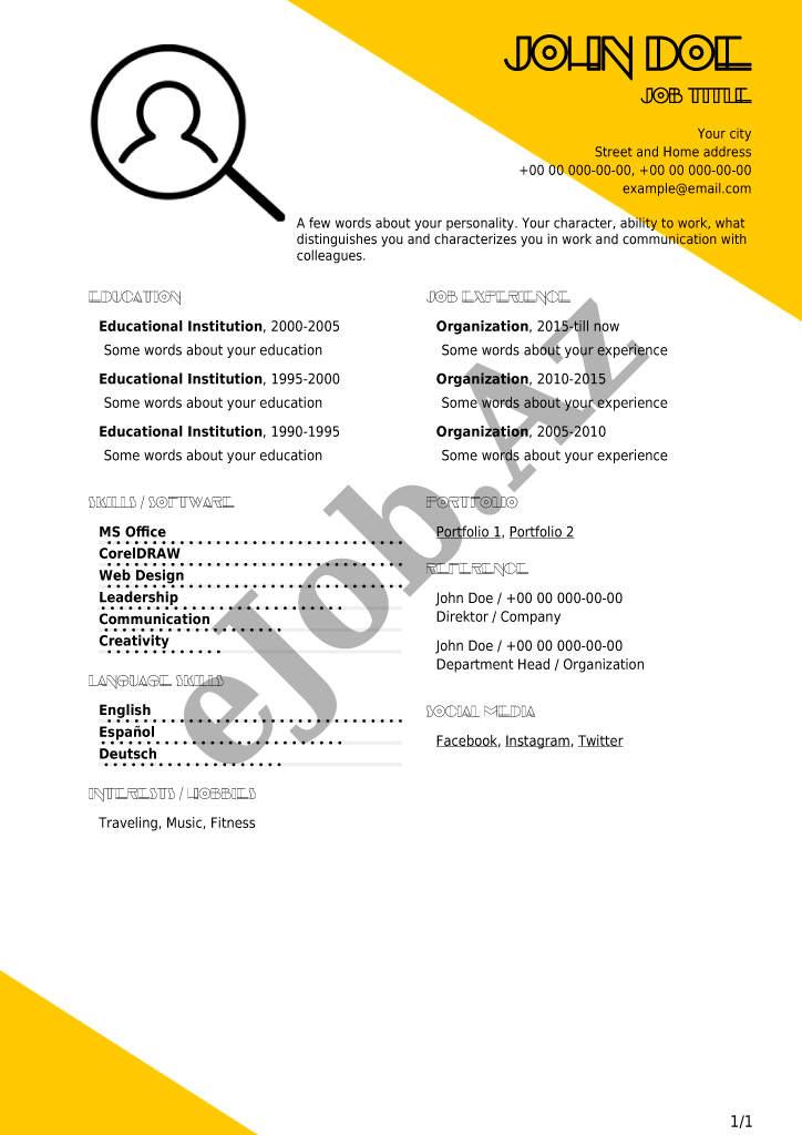 CV formaları, 60 pulsuz nümunə