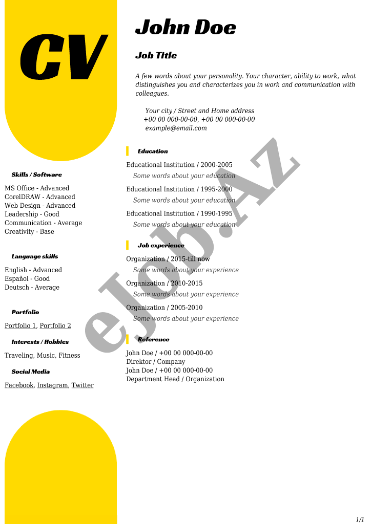 CV hazırlama. Pulsuz