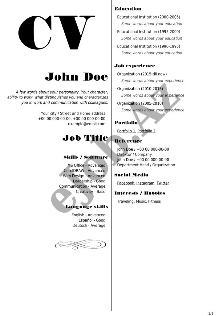 CV hazırlama. Pulsuz